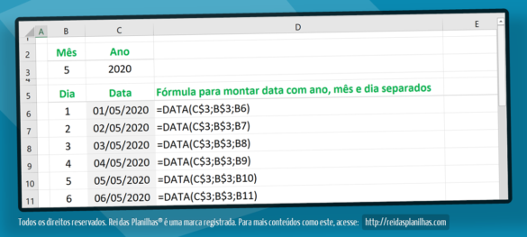 Como montar uma data a partir de valores separados de ano, mês ou dia ...